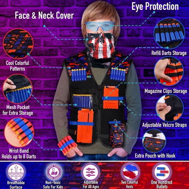 Tactical Vest For Nerf Games Edola Kids Army Vest 2-Pack - Adjustable ...